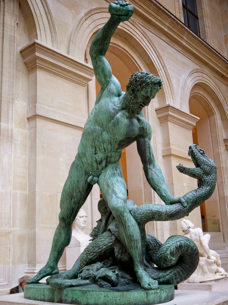 Estatuilla de Hércules matando a la hidra