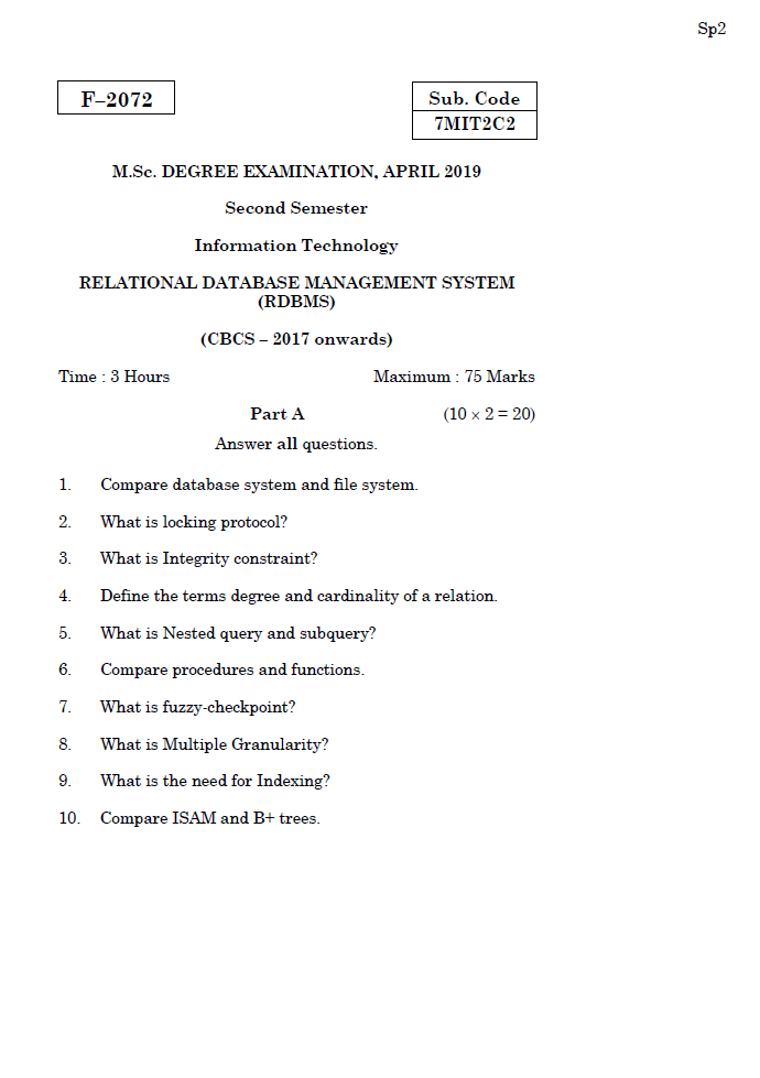 Alagappa University M.Sc.,(IT)- RELATIONAL DATABASE MANAGEMENT SYSTEM ...