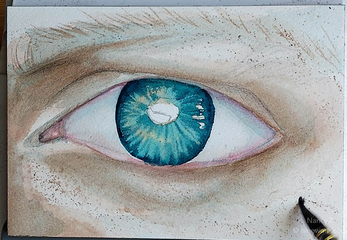 How to draw an eye with blue pupil step by step for beginners, come to ...