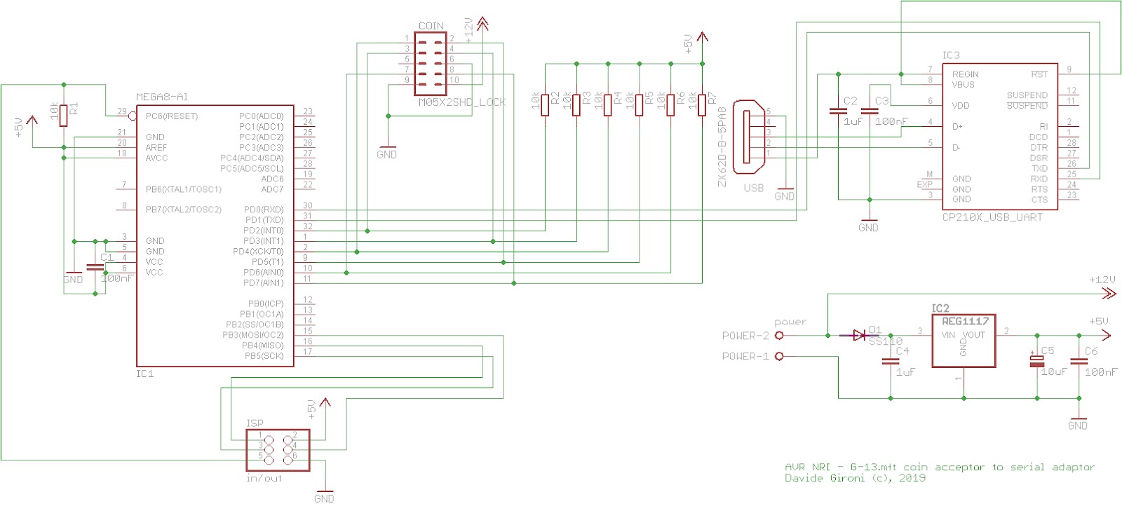 Davide Gironi blog: NRI G-13.mft parallel coin acceptor to Serial adapter