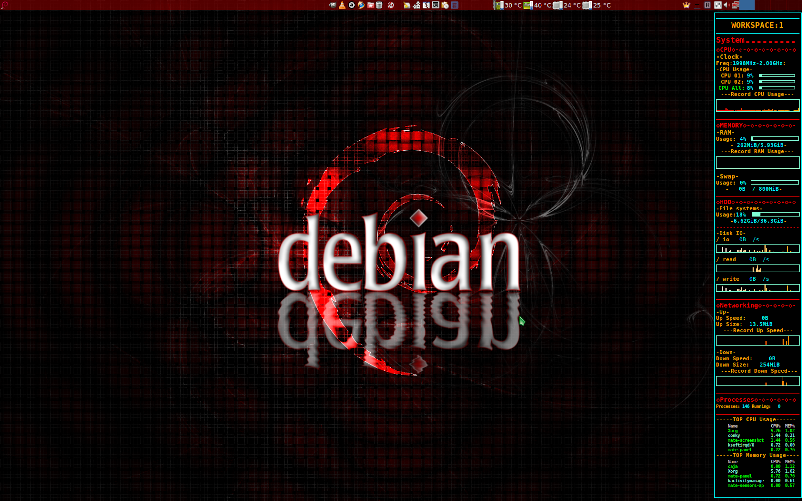 GUNPLA-Linux: conky使用です。