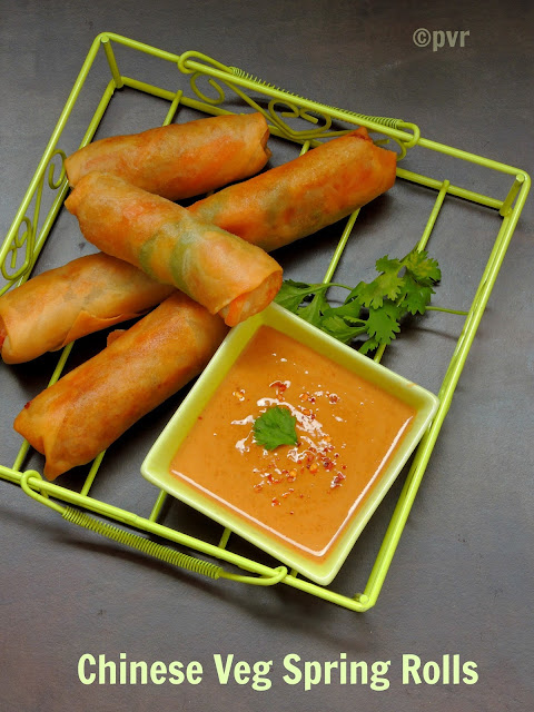 Priya's Versatile Recipes: Chinese Veg Spring Rolls with MW Thai Peanut ...