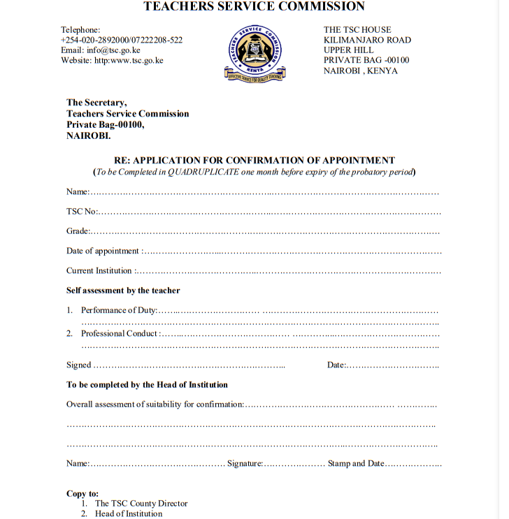 TSC Appointment Letters for New Teachers