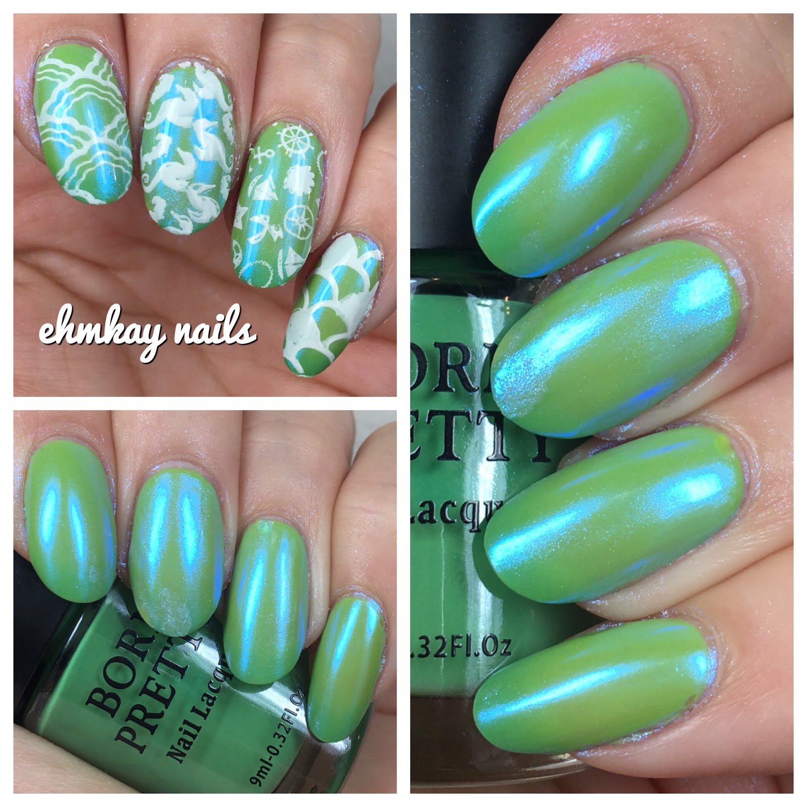 ehmkay nails: Born Pretty Mermaid Powder with Mermaid Stamping
