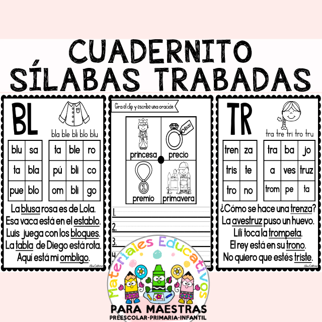 Cuaderno de Sílabas Trabadas | Materiales Educativos para Maestras