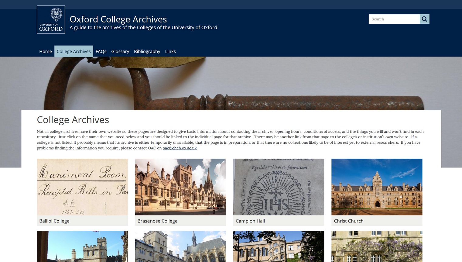 The GENES Blog: Oxford College Archives new website launch