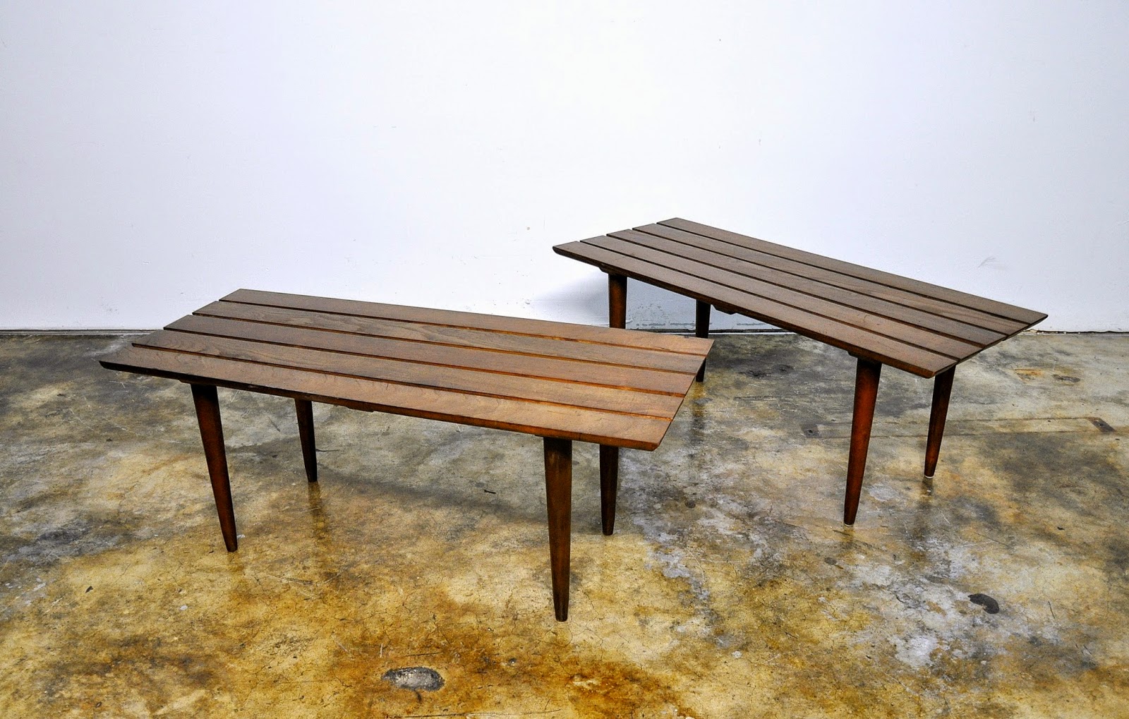 SELECT MODERN: Mid Century Modern Slat Bench