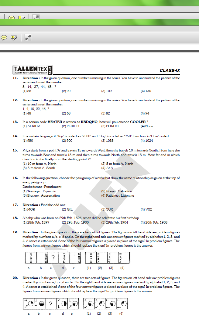 Tallentex Sample Paper For Class 7 Example Papers tallentex-sample-paper-for-class-7-example-papers