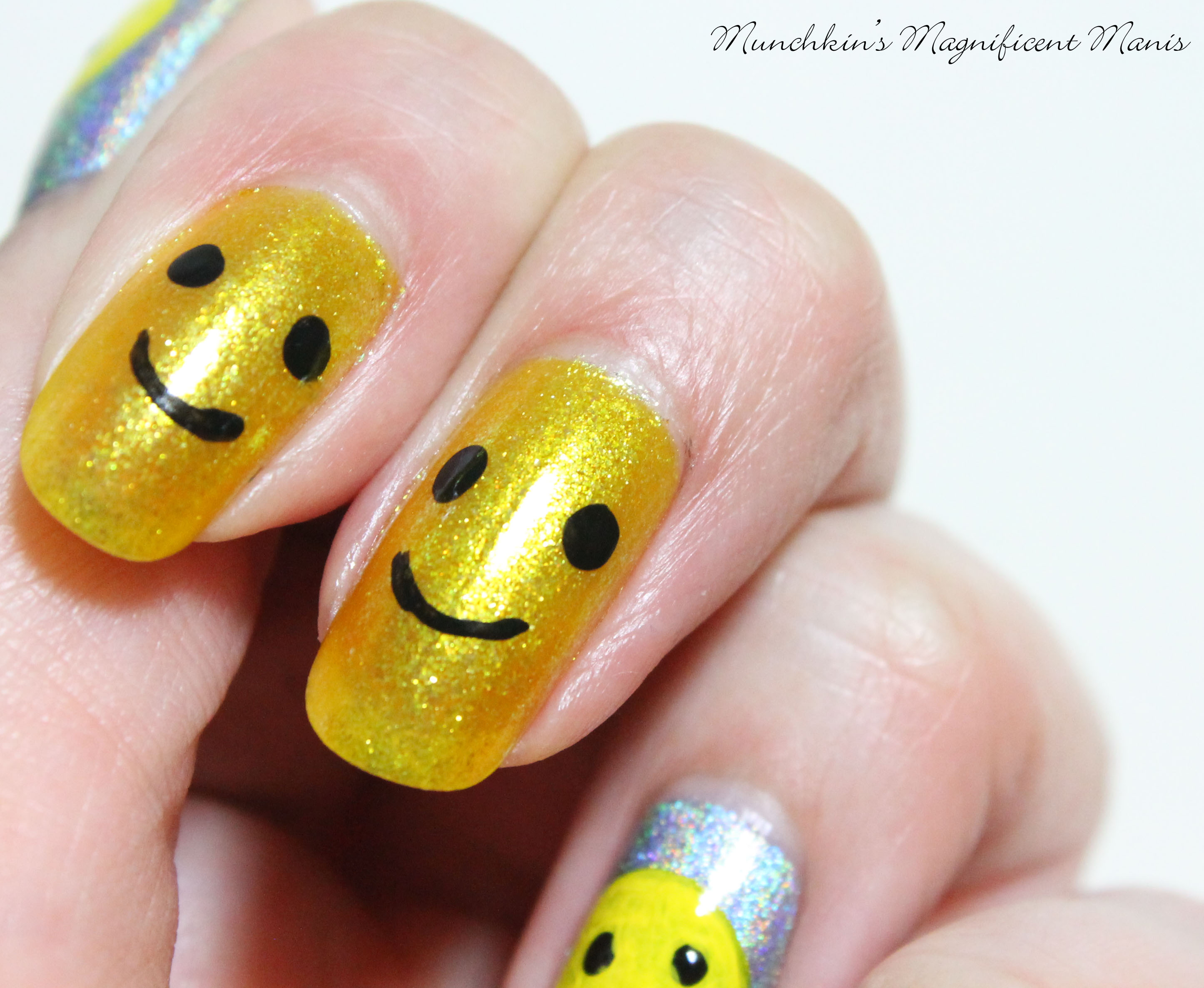 Munchkin’s Magnificent Manis: Be Happy- Happy Face Nail Design
