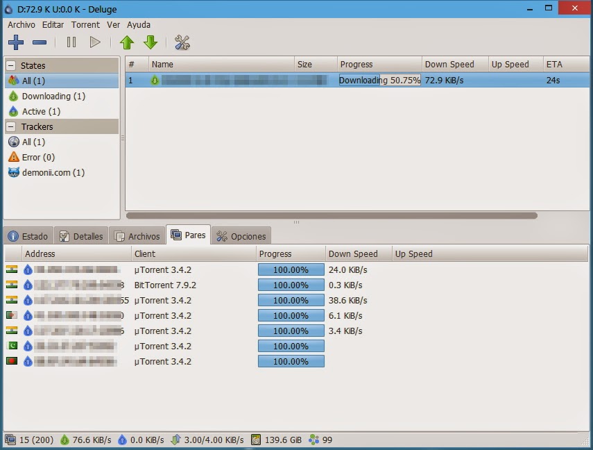 Deluge 1.3.15 | Ligero cliente BitTorrent con un consumo de recursos ...