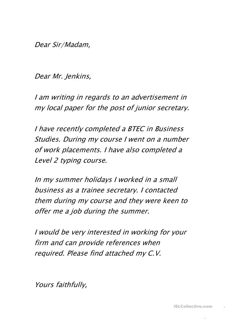 English Letter Writing - Formal Letter