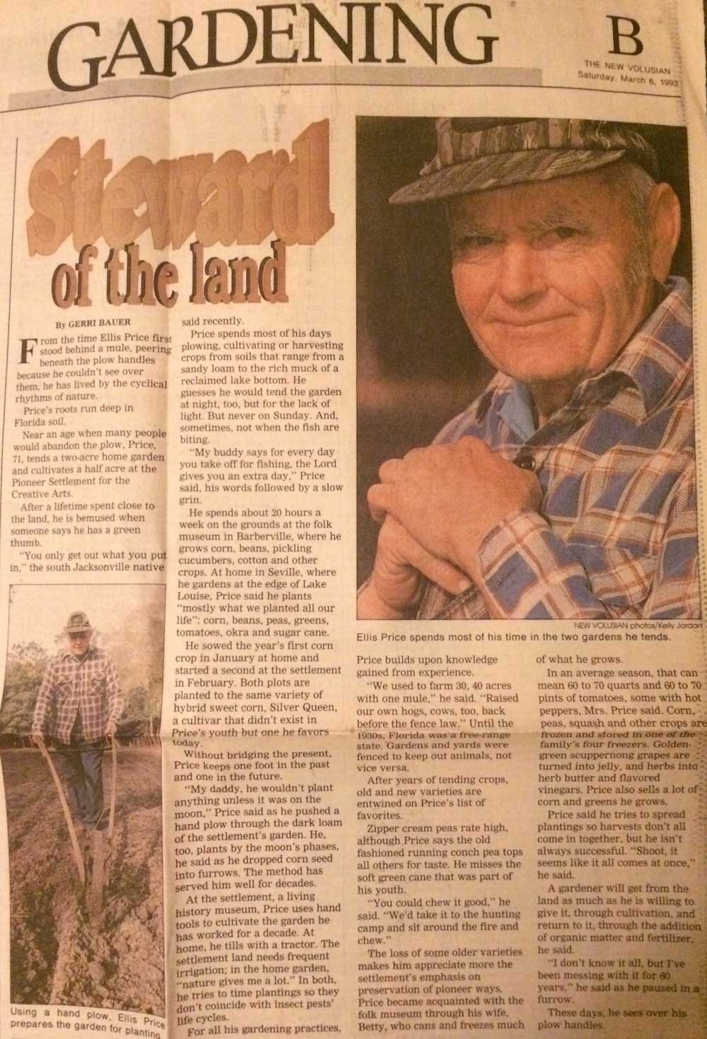 Frontier Florida : The man in 'Ellis' Garden'