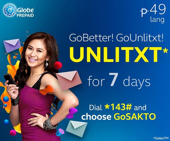 Globe Non Stop GO UNLITXT only 49 pesos for 7 days unlimited texting