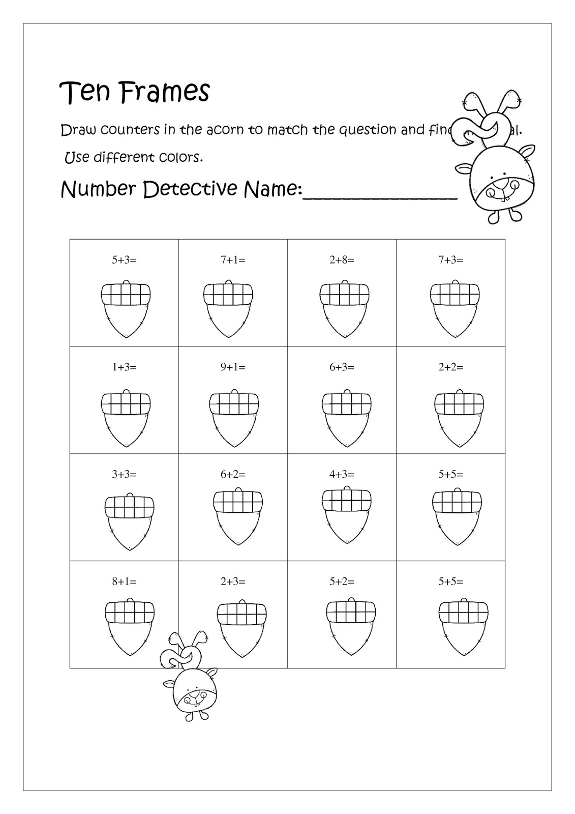 The Best of Teacher Entrepreneurs III: Ten & Double Ten Frames Squirrel ...