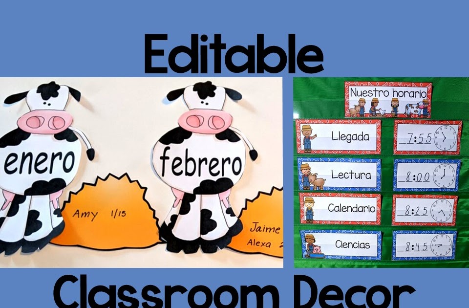 Editable and Fun Farm Themed Classroom Décor in Spanish | Bilingual ...