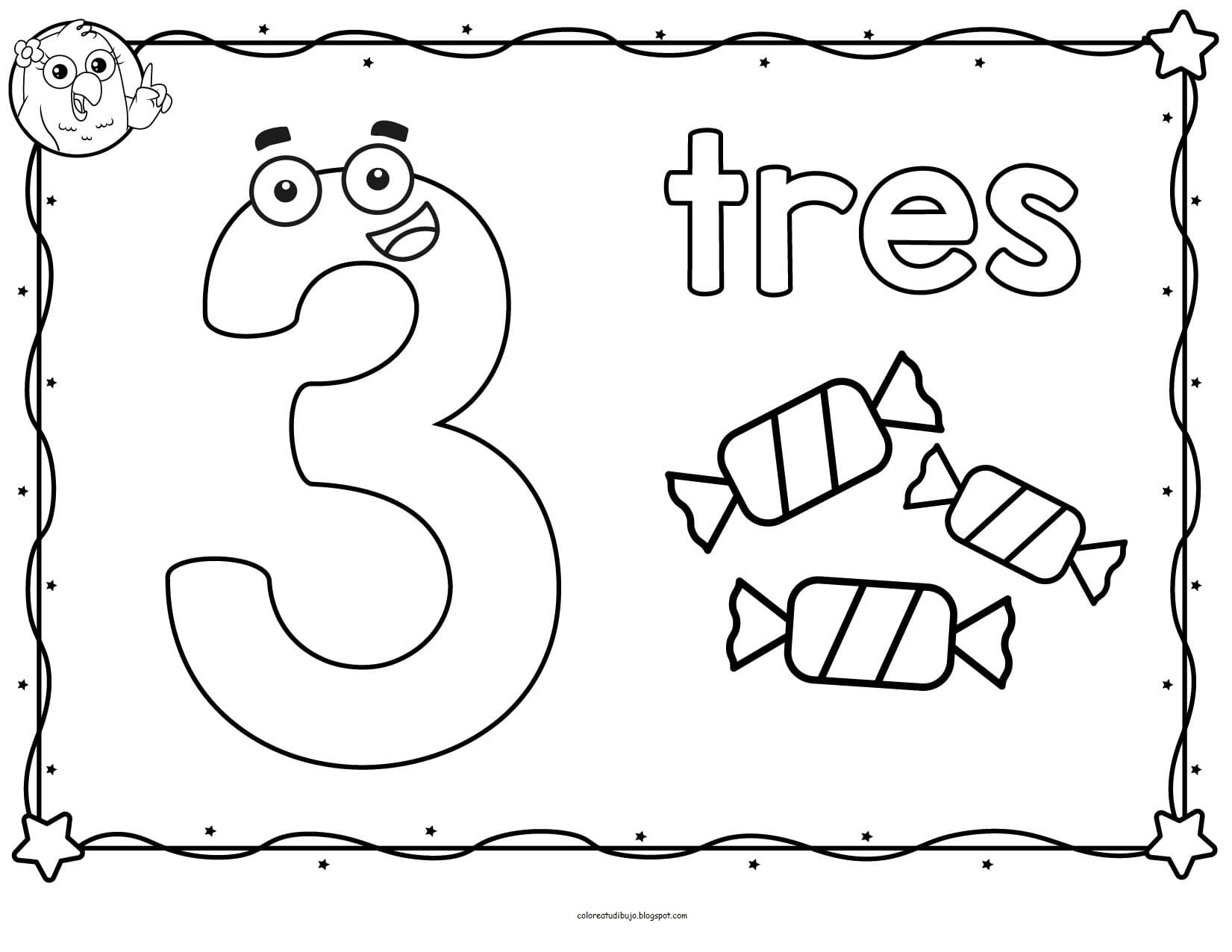 Numero tres con ejemplos para colorear - COLOREA TUS DIBUJOS