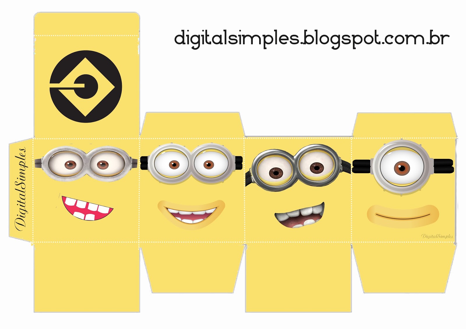 Caixa Cubo Dupla com Personagens - Convites Digitais Simples