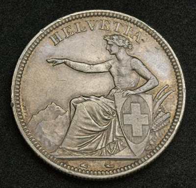 Switzerland Silver 5 Francs coin, minted in 1851.|World Banknotes ...