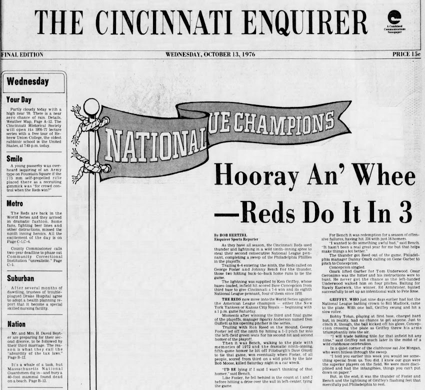 DAVID VON PEIN'S VIDEO AND AUDIO ARCHIVE: CINCINNATI REDS CLASSIC GAME ...