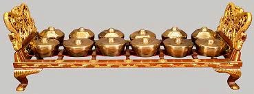 Gamelan Javanese traditional musical instrument parts in Indonesia ...