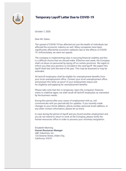 Layoff Letter Template ~ Resume Letter