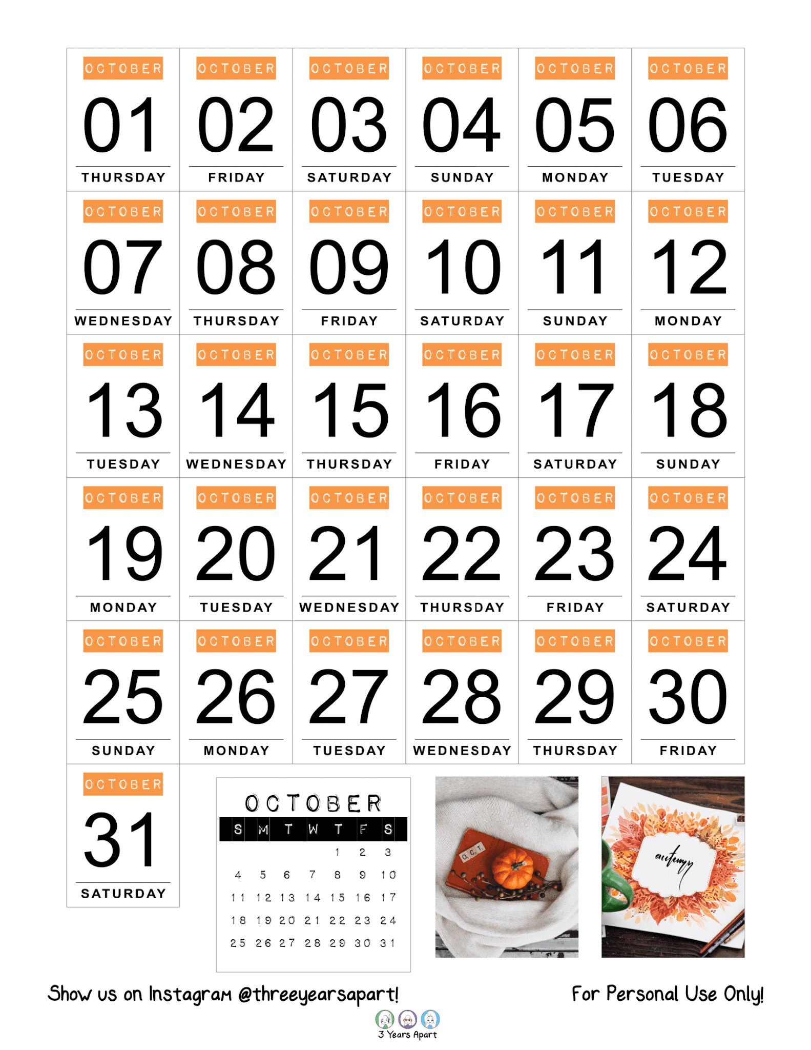 October 2020 Bullet Journal Bundle | Free Printable for Bullet Journals ...