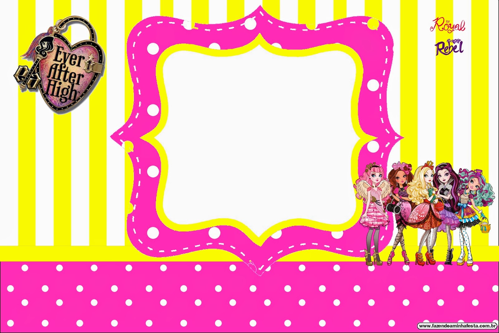 Pink and Yellow Ever After High: Free Printable Invitations. - Oh My ...