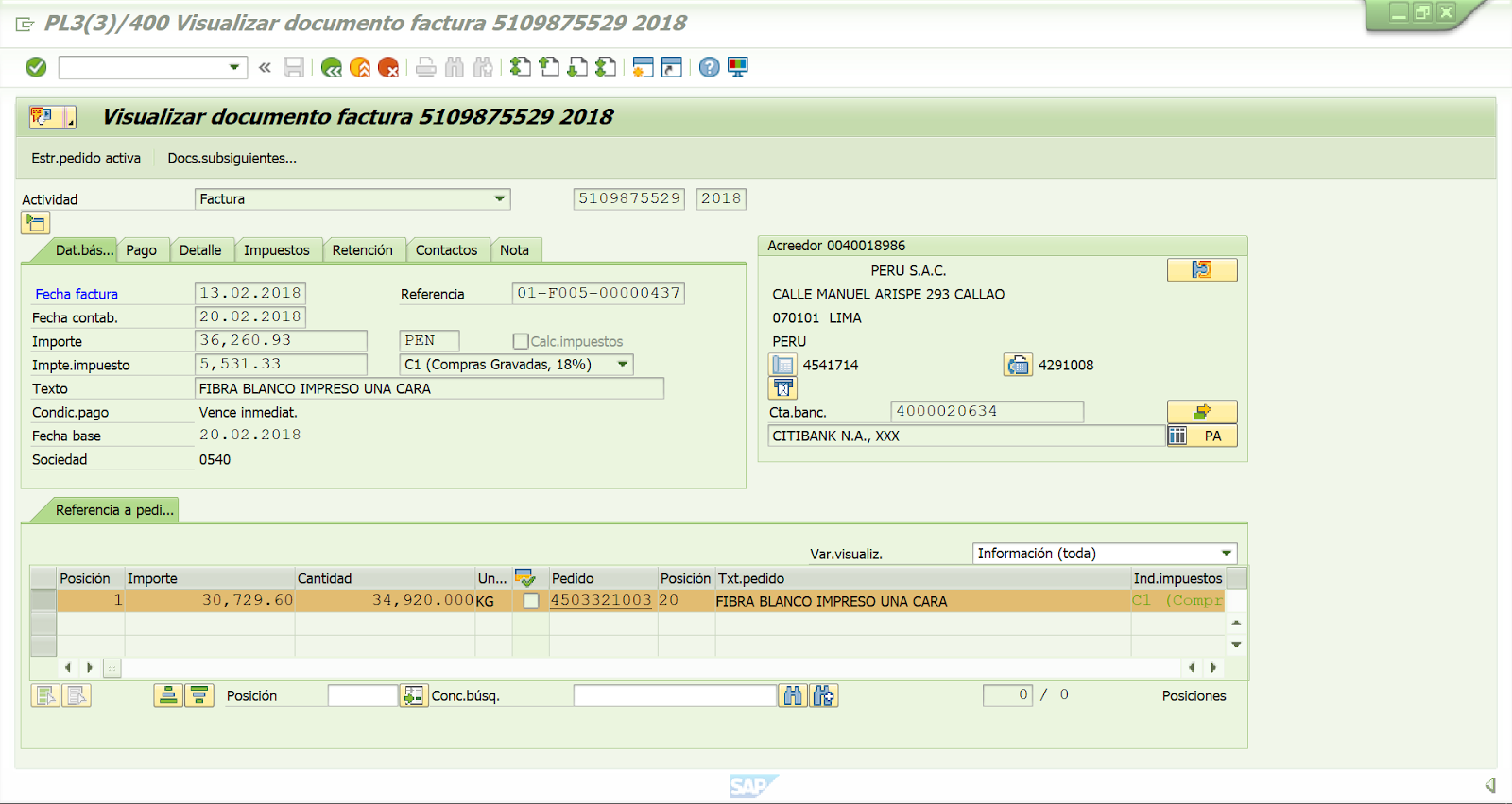 Grupo Meid Perú SAC: TRANSACCION MIR4 - SAP