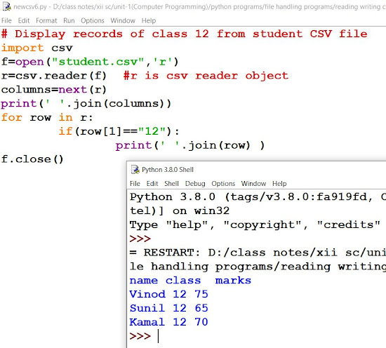 COMPUTER SCIENCE PYTHON AND C++: Pyhton Accessing CSV File ,Reading and ...