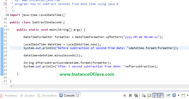 How To Subtract Minutes From Current Time In Java Instanceofjava