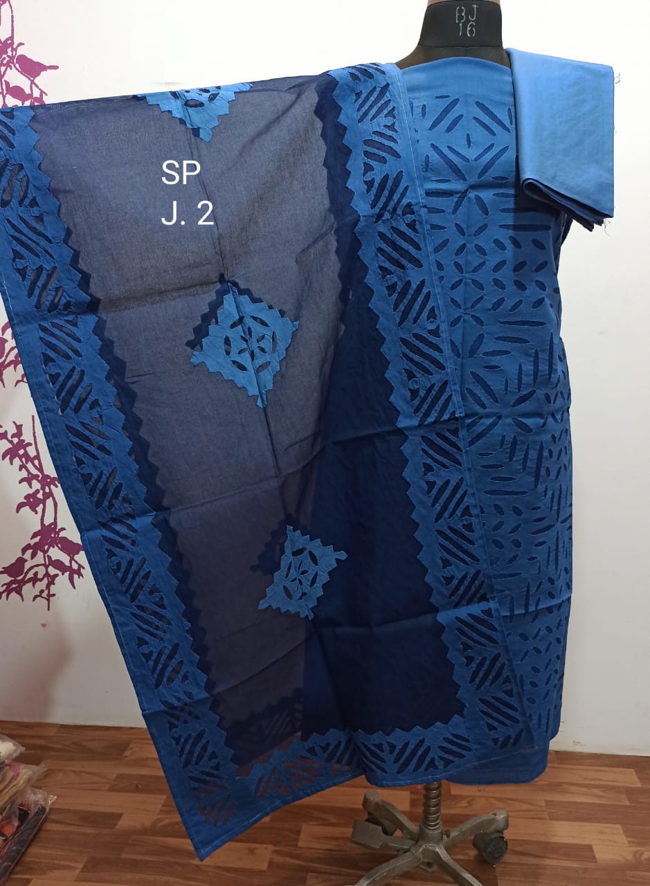 Applique work dress materials