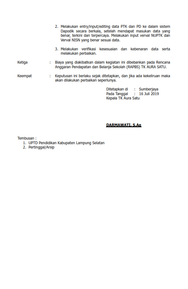 SEPUTAR DAPODIK TK - PAUD KABUPATEN SIAK: CONTOH SK Operator Sekolah ...