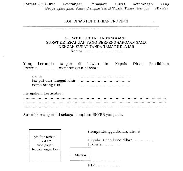 Format Surat Keterangan Pengganti Ijazah/STTB Jenjang Pendidikan Dasar ...
