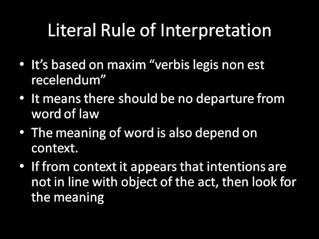 Interpretation of Statute- Literal rule of interpretation