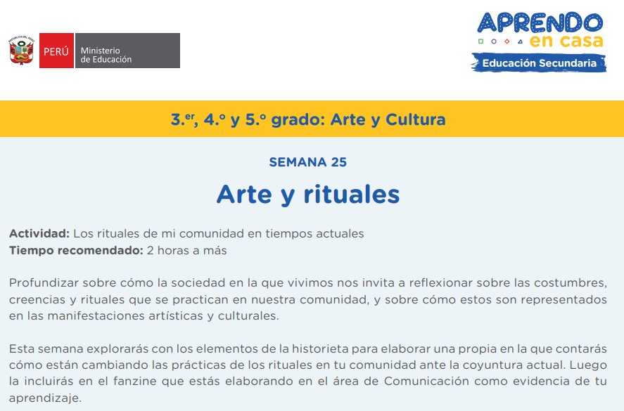 .: 25 SEMANA DE APRENDO EN CASA 3ro, 4to y 5to de SECUNDARIA