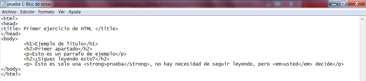 Primer Ejercicio de HTML
