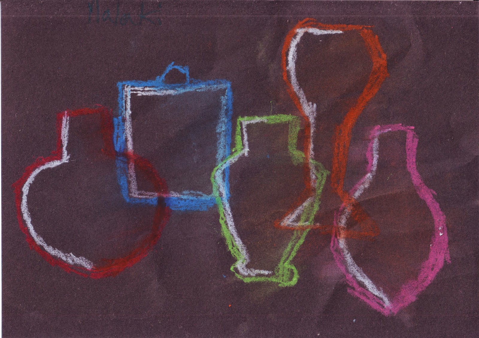 Bricks & Wood- School Art Activities: Class Art- Overlapping Potion Bottles