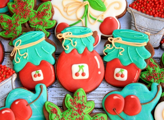 Decorated Cherry Jam Cookies