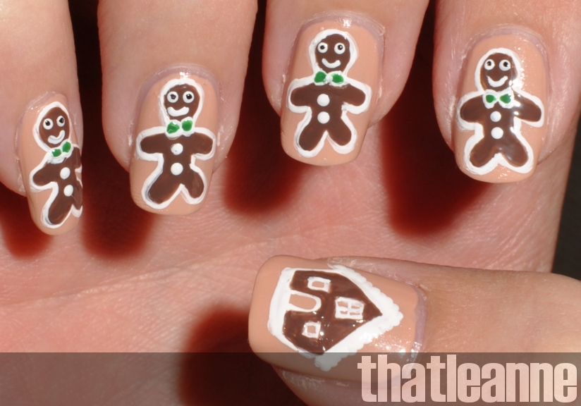 thatleanne: Choccy Gingerbread Men Nail Art!