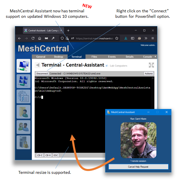 MeshCentral - Assistant Application, Branding, Terminal, Details ...