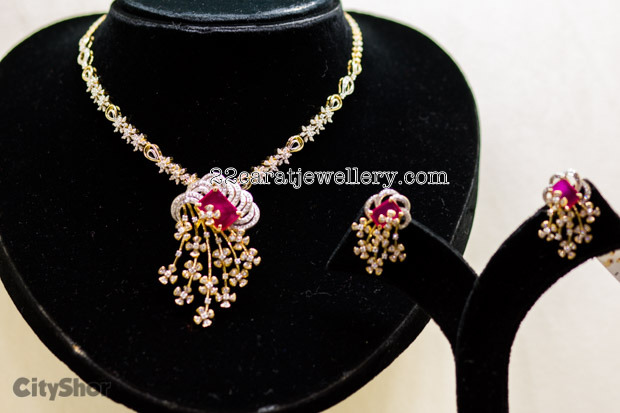 Simple Diamond Set from Charu Jewels - Jewellery Designs
