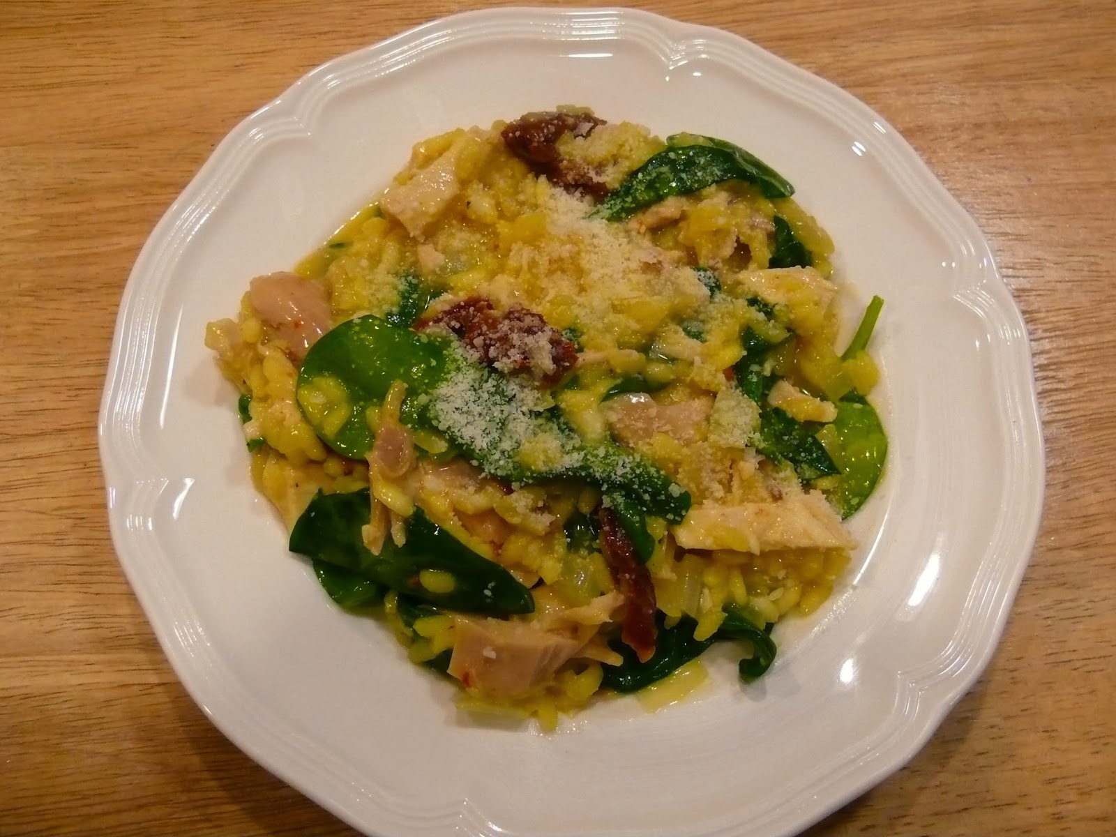 Imperfect & Fabulous: Saffron Risotto with Chicken, Spinach, and Sun ...