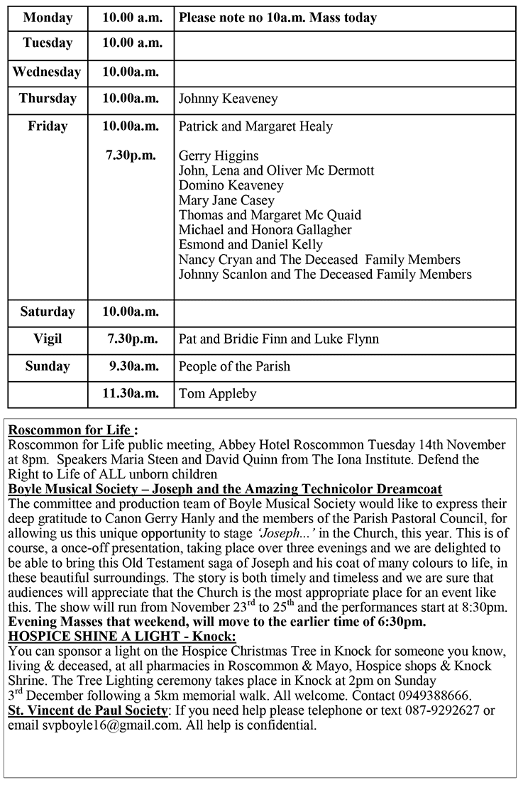 St Joseph s Parish Newsletter Update 11th November