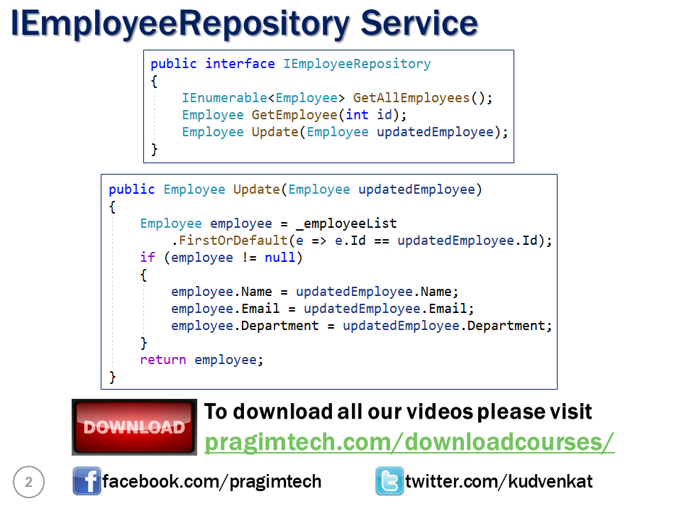 Sql server, .net and c# video tutorial: Updating data in asp.net core ...