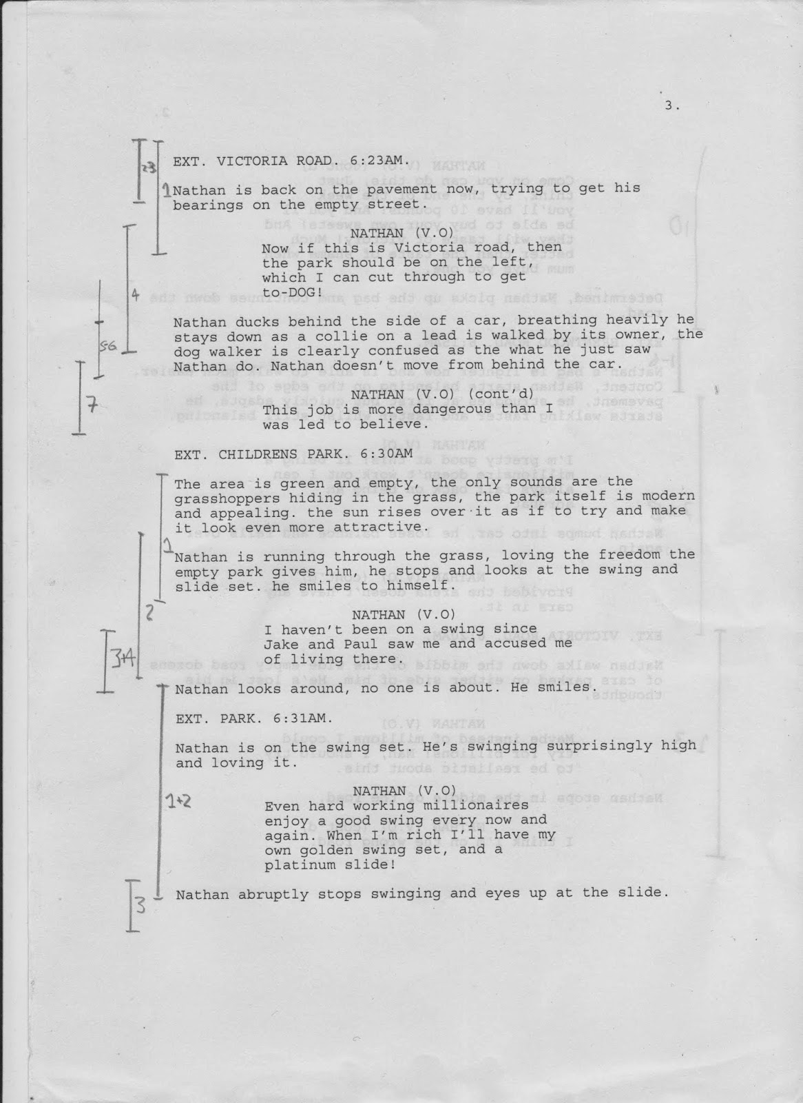Cinematography Paper Rounds: Marked up Script