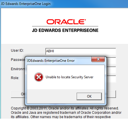 JD Edwards : Solved : Unable to Locate Security Server in DEMO 9.1 Fat ...