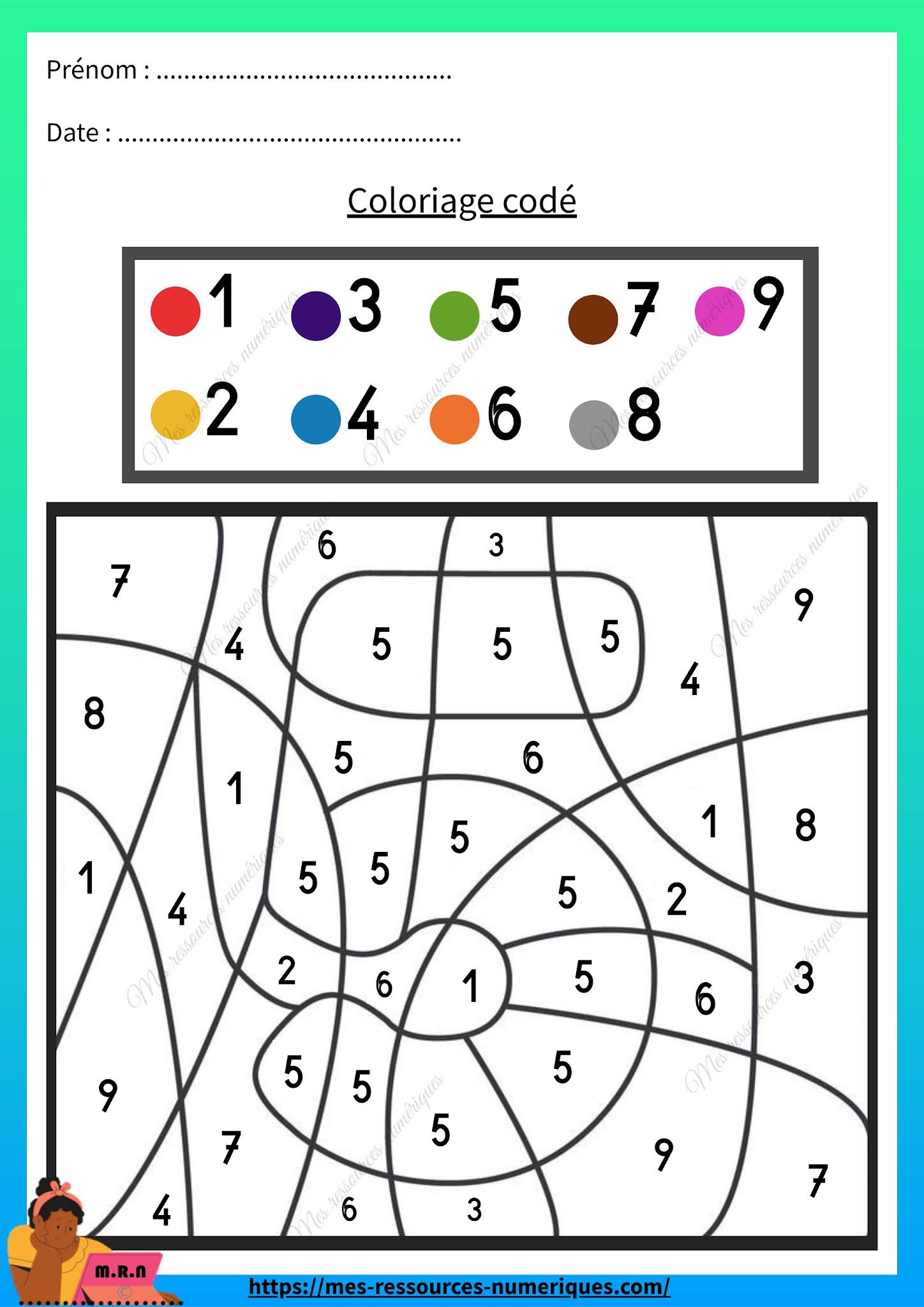 TÉLÉCHARGEZ GRATUITEMENT LE PDF - ACTIVITÉ - COLORIAGE CODÉ - CHIFFRES ...