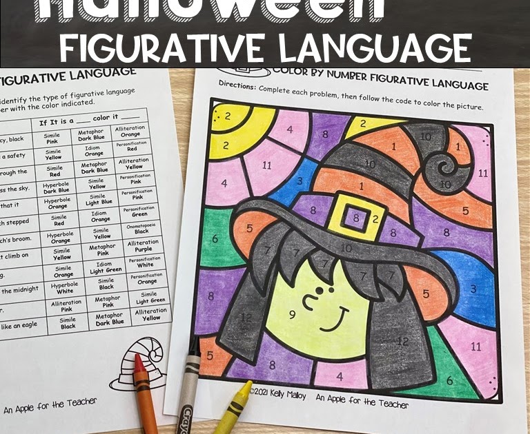 An Apple For The Teacher: Halloween Figurative Language Color By Number