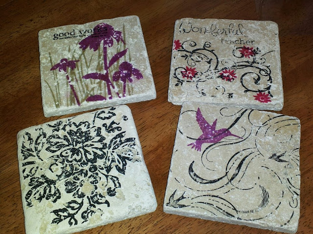 MOM2DNA (Mom to Daniel, Nathan and Alexander): Hand Stamped Tile Coasters
