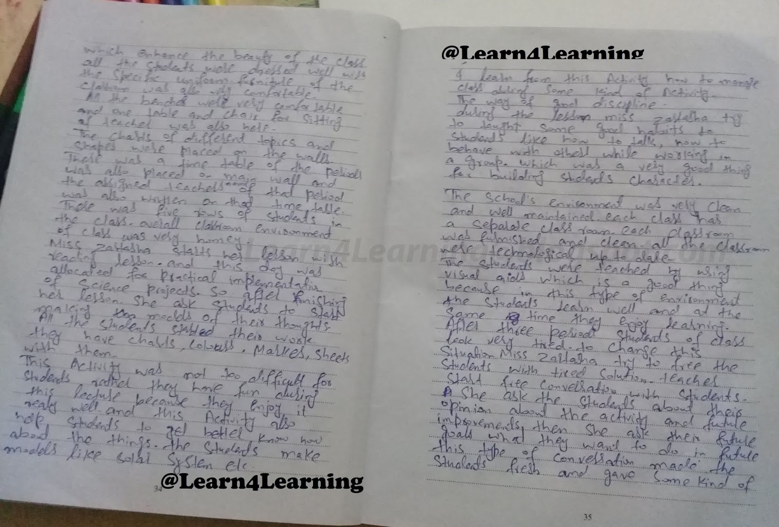 B.ed teaching practice I AIOU course code 8607 Field notes